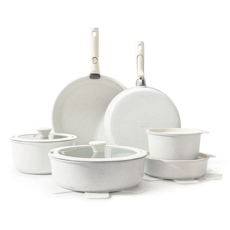 Sensarte Nonstick Cookware Sets With Detachable Handles 16pcs Granite Pots And Pans Set