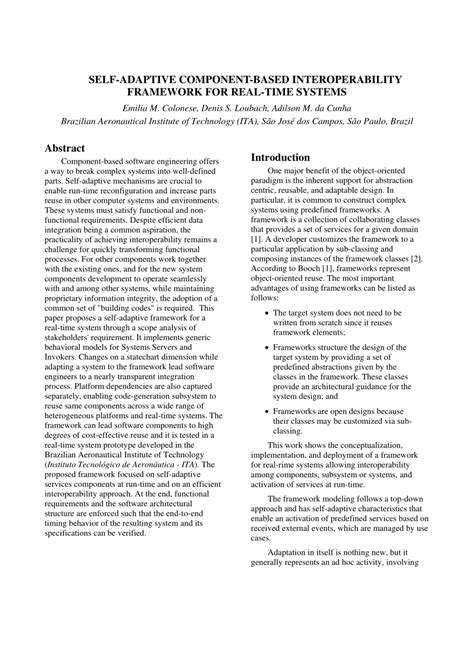 Pdf Self Adaptive Component Based Interoperability Framework For Real