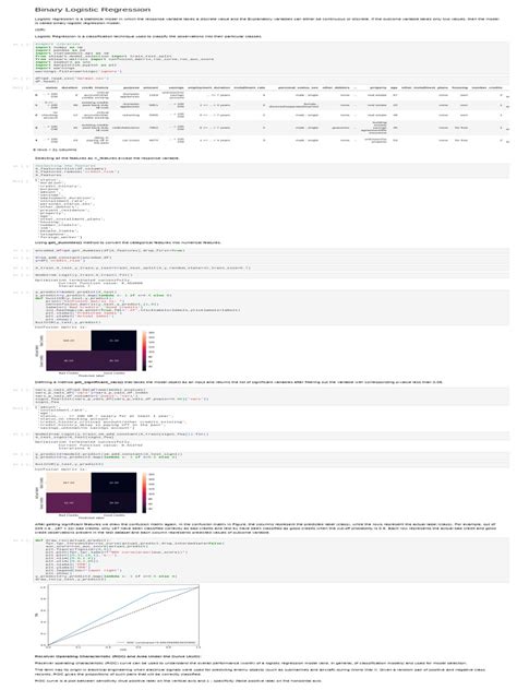 Binary Logistic Regression Pdf Receiver Operating Characteristic