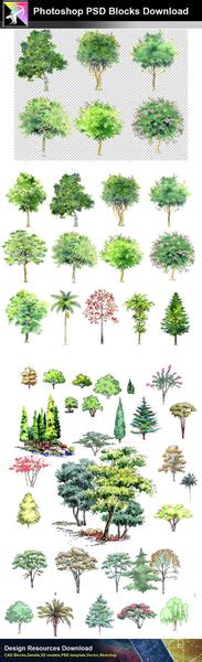 【photoshop Psd Landscape Blocks】hand Painted Tree Blocks 【photoshop Psd Landscape Blocks】hand Painted Tree Blocks