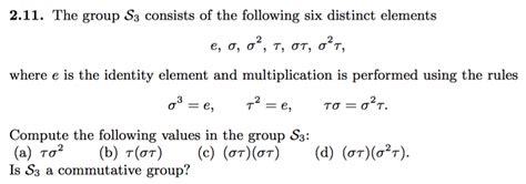 Solved 211 The Group S3 Consists Of The Following Six