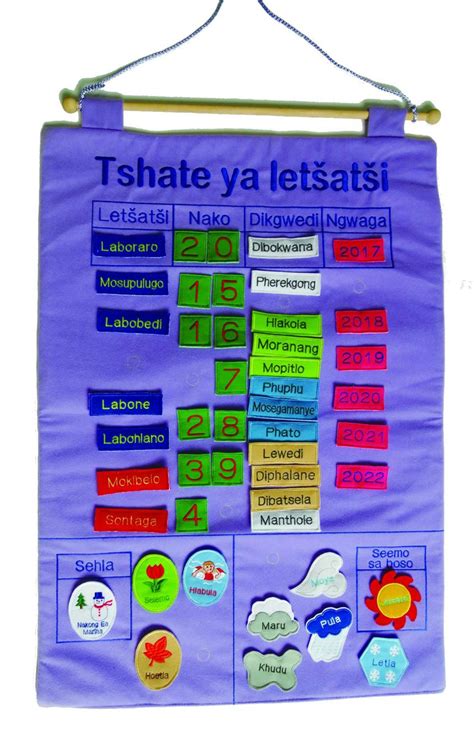 Interactive Sepedi Calendar Includes Weather And Seasons