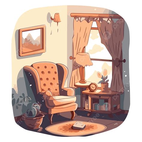 아늑한 코너 벡터 스티커 클립 아트 만화 거실 의자와 창문 상표 클립 아트 Png 일러스트 및 벡터 에 대한 무료 다운로드 Pngtree