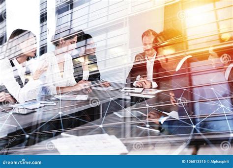 Businessmen That Work Together In Office With Network Connection Effect Concept Of Teamwork And