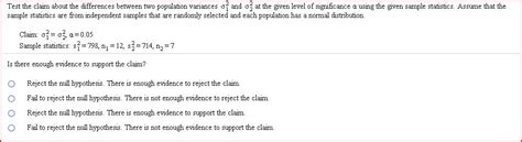 Solved Test The Claim About The Differences Between Two