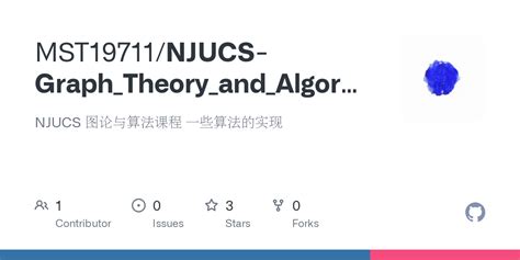 GitHub MST NJUCS Graph Theory and Algorithms AlgorithmCode NJUCS 图论与算法课程 一些算法的实现