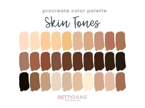 Skin Tone Color Palette 30 Diverse Shades Hex Codes Digital Download