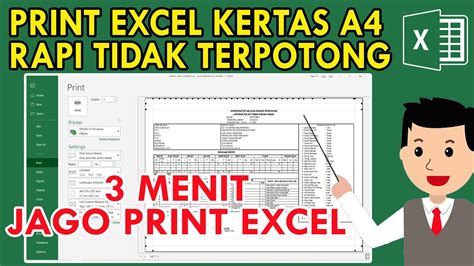 Cara Print Excel Full Kertas A4 Rapi Tidak Terpotong Youtube