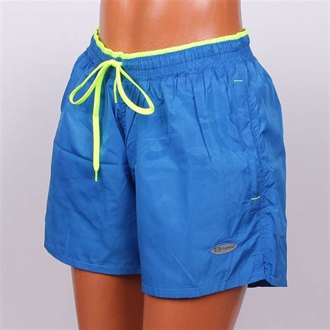 Мъжки къси панталони за плаж в синьо и неон Fashion Swimwear Trunks