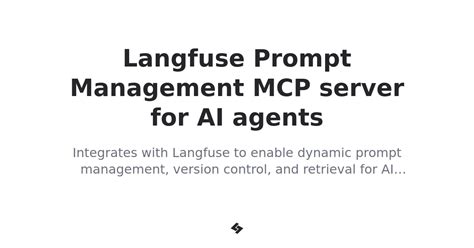 Langfuse Prompt Management Mcp Server For Ai Agents
