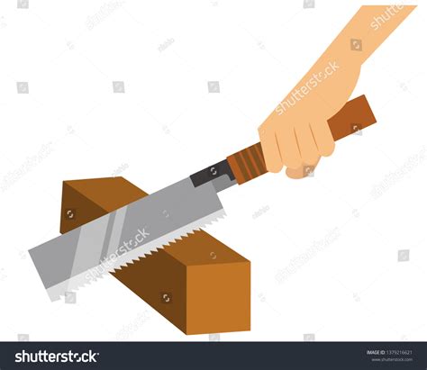 Cutting Wood Saw Vector Illustration Stock Vector Royalty Free