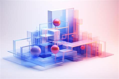 Premium AI Image A Colorful Abstract Painting Of A Cube With Red Balls On It