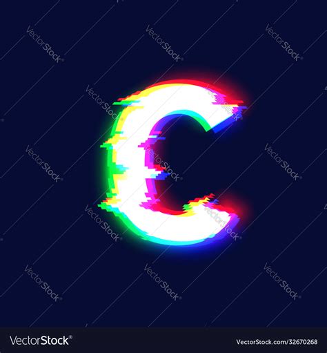 Realistic Glitch Font Character C Royalty Free Vector Image