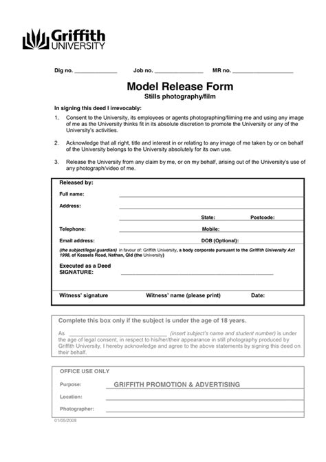 Model Release Form In Word And Pdf Formats