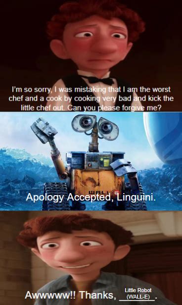 Wall E Accepts Linguinis Apology By Arielariaspetzoldt On Deviantart