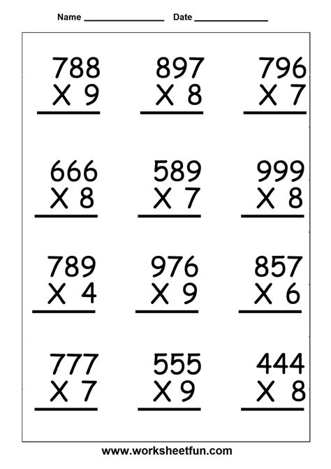 Multiplication Worksheets For 5th Graders Multiplication Worksheets