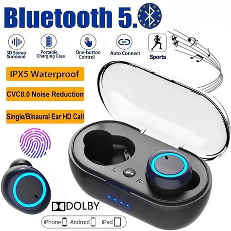 Tutuz Y50 Tws 5 0 Wireless Bluetooth Earphone Headset Mic Sports Waterproof Anti Noise Shopee