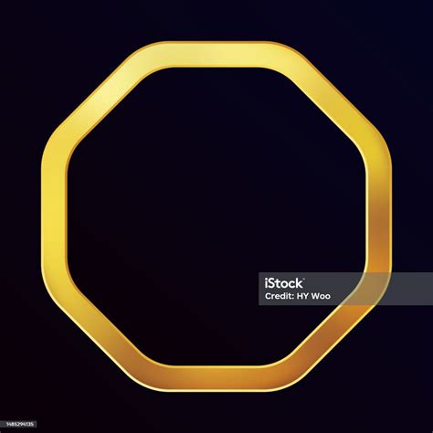 추상적인 금 고급 다각형 육각형 모양 프레임은 검은 배경에 있다 벡터 0명에 대한 스톡 벡터 아트 및 기타 이미지 0명 3차원 형태 검은색 Istock