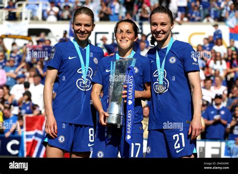 L R Chelseas Melanie Leupolz Jessie Fleming And Niamh Charles Pose