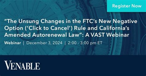 Webinar Autorenewals Clicktocancel Negativeoption Venable Llp