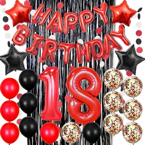 Haimimall 18th Birthday Decorations For Girl Red And