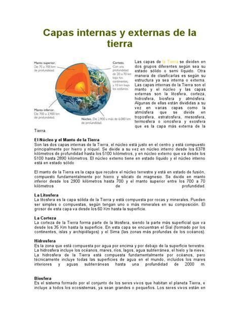 Capas Internas Y Externas De La Tierra Pdf Tierra Atmósfera De Tierra