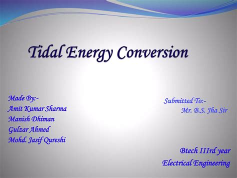 Tidal Power Generation Pptx