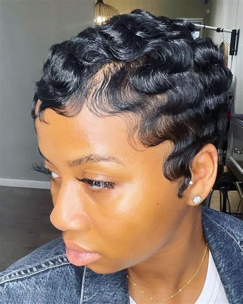 Short Wavy Cut Soft Finger Waves Black Women How To Make Finger