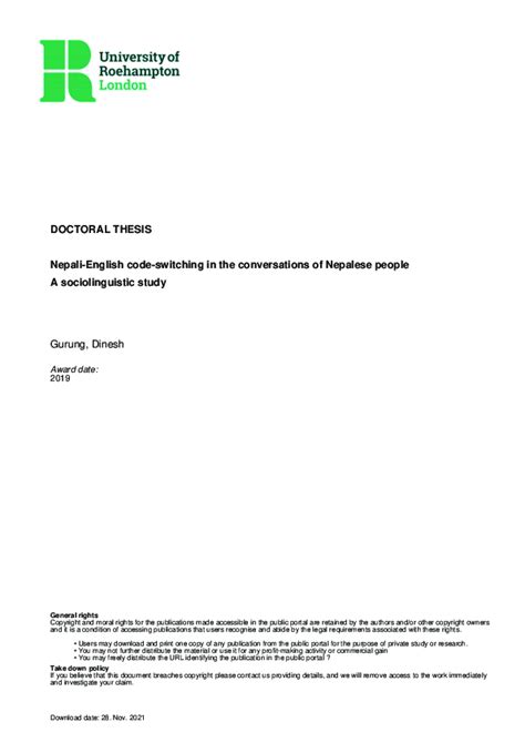 Pdf Nepali English Code Switching In The Conversations Of Nepalese People A Sociolinguistic