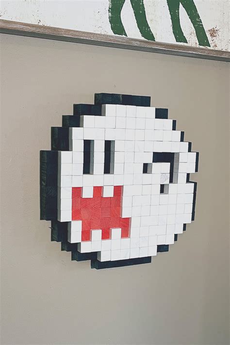 8 Bit Mario Ghost Boo Wooden Pixel Fan Art Etsy Uk
