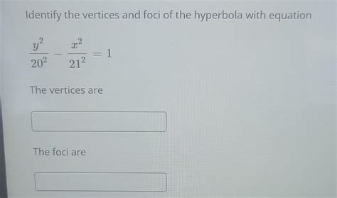 Solved Write The Standard Form Equation For A Hyperbola With