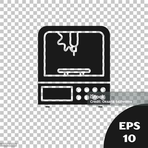 투명 한 배경에 격리 된 검은 색 3d 프린터 아이콘입니다 벡터 일러스트레이션 0명에 대한 스톡 벡터 아트 및 기타 이미지 0명 개념 모던 양식 Istock