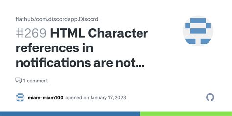 HTML Character References In Notifications Are Not Correctly Decoded Into Their ASCII