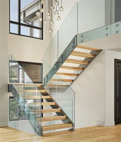 Modern Floating Stairs Open Riser Design And Thick Treads