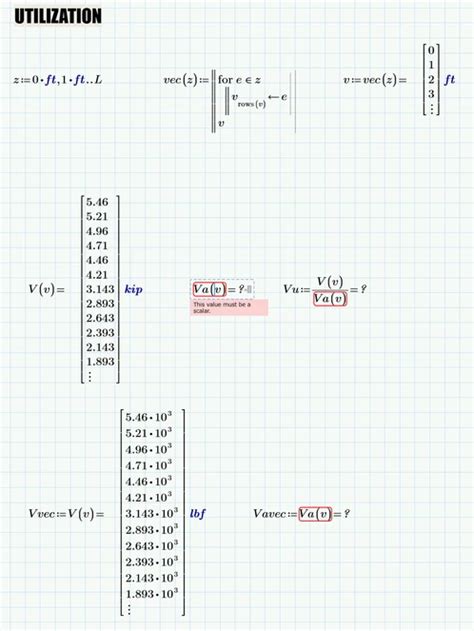 Mathcad Returns Error When Attempting To Use A Vector Input For A