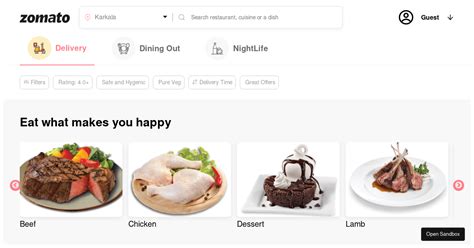 Zomato Clone Codesandbox