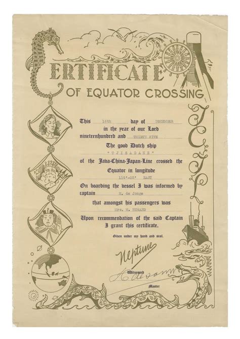 16 December 1935 To Roy W Howard From Certificate Of Equator