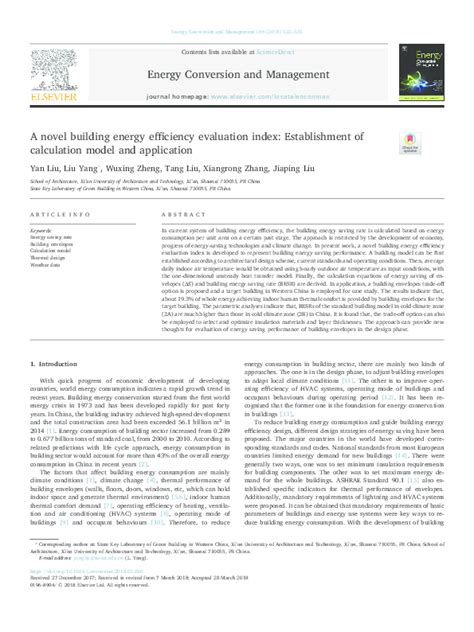 Pdf A Novel Building Energy Efficiency Evaluation Index