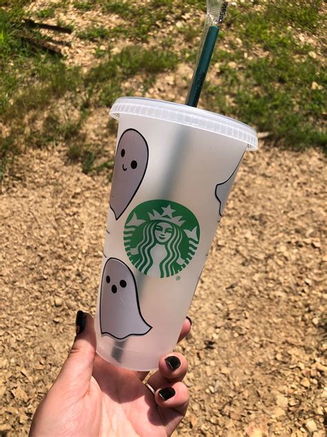 Halloween Spooky Ghost Reusable 24 Oz Cup With Lid And Sealed Straw Etsy