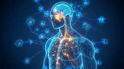 Human Neural Network Glowing In Abstract Digital Visualization Stock