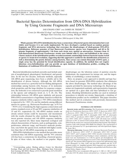 Pdf Bacterial Species Determination From Dna Dna Hybridization By Using Genome Fragments And