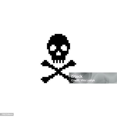 두개골과 뼈 아이콘 8비트 게임 로고에 대한 픽셀 해적 아이콘입니다 귀여운에 대한 스톡 벡터 아트 및 기타 이미지 귀여운 두개골 디자인 Istock