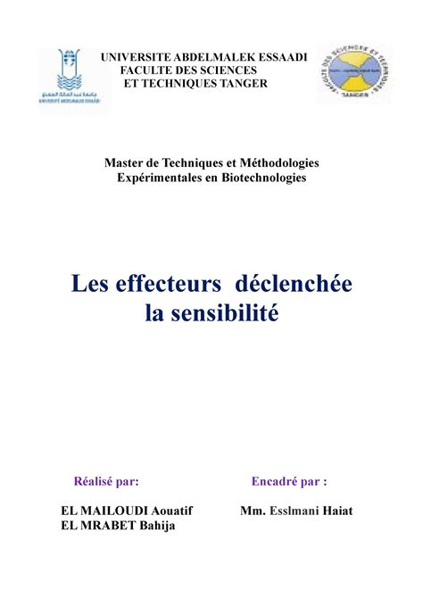 Ets Effector Triggered Sensibility Universite Abdelmalek Essaadi