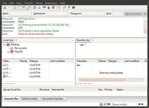 Fix lỗi Failed to retrieve directory listing trên Filezilla BKHOST