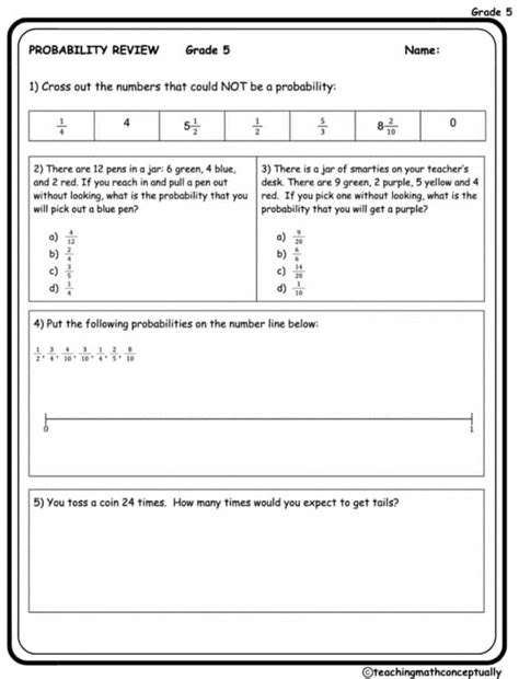 Probability Complete Unit Grade 5 Ontario By Teaching Math Conceptually
