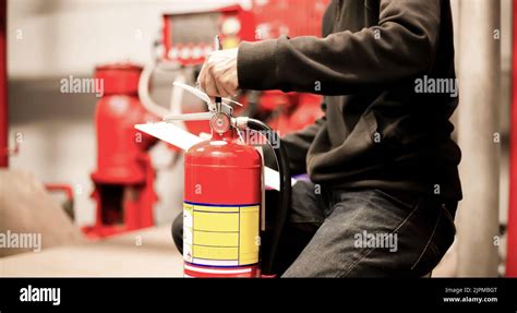 Engineer Checking Industrial Fire Control System Fire Alarm Controller Fire Notifier Anti Fire