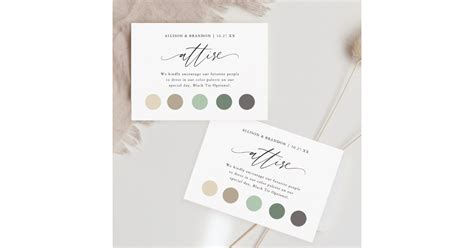 Elegant Wedding Color Dress Code Insert Zazzle
