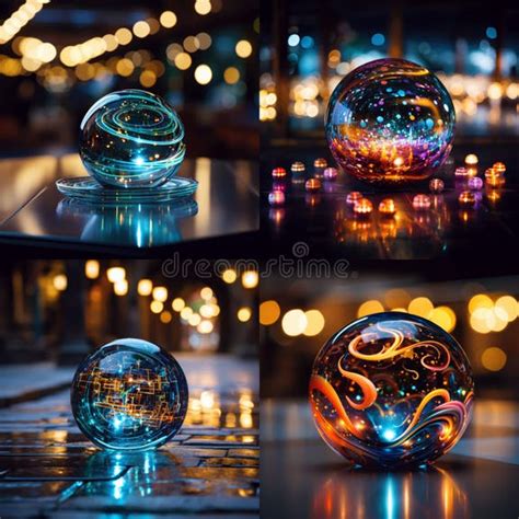 Set Magic Balls Colored Translucent Glass Stock Illustration