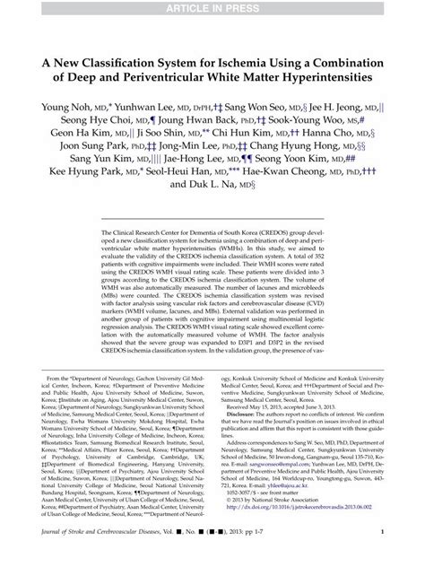 Pdf A New Classification System For Ischemia Using A Combination Of