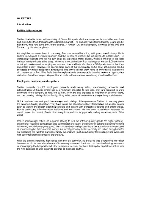 Mock SBL Practice Kit Q Introduction Exhibit Background Twitter Limited Is Based